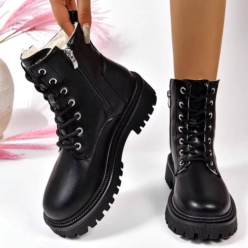 Ruby | Fluffy Combat Boots – Eviluxeshop